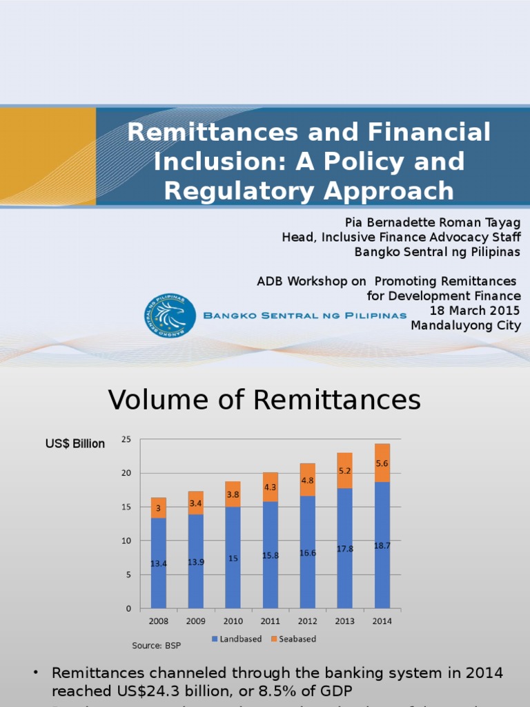 Remittances and Financial Inclusion: A Policy and Regulatory Approach ...