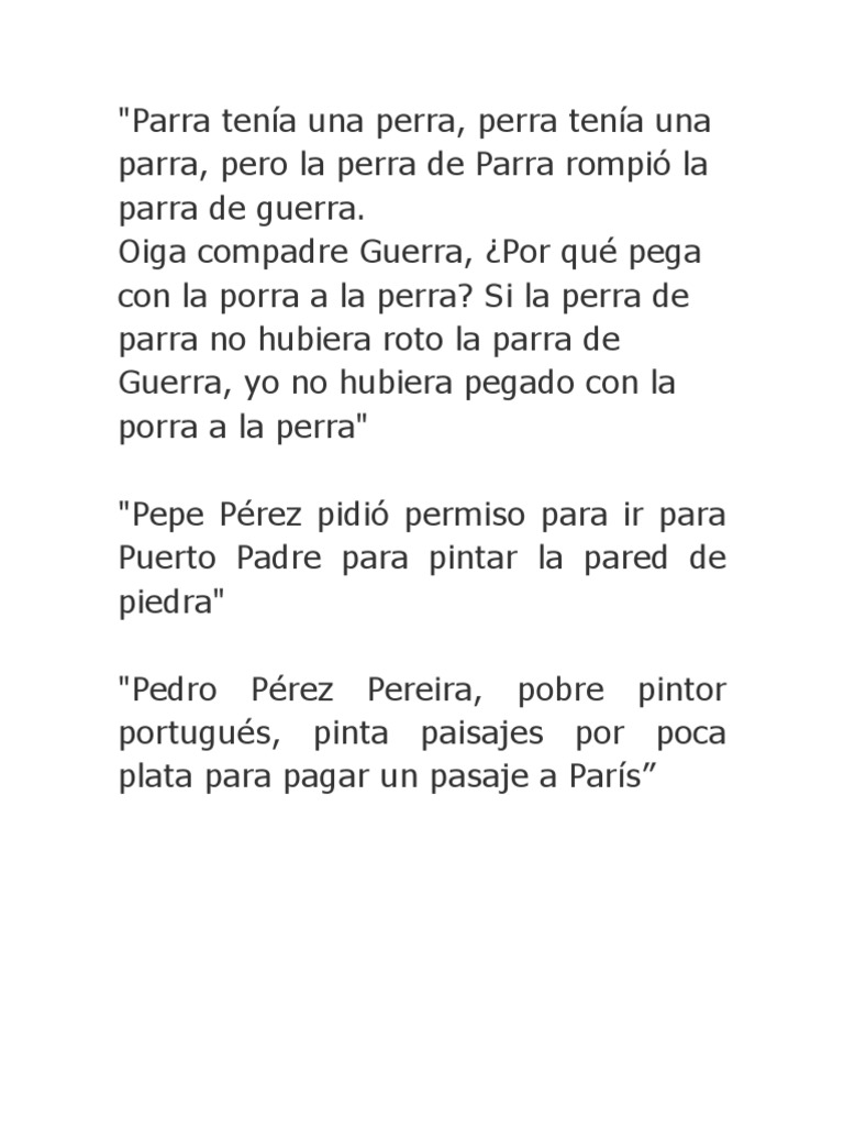 Trabalenguas Con P | PDF