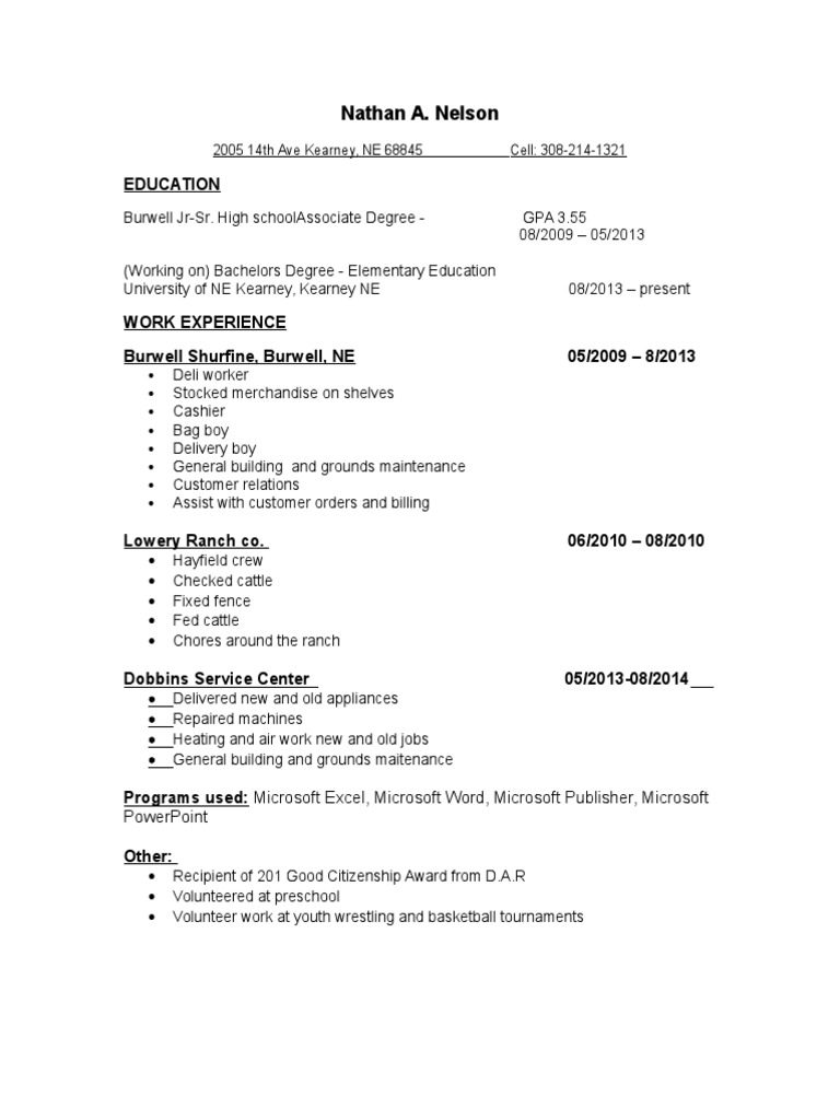 Nathan A. Nelson's Resume Overview | PDF