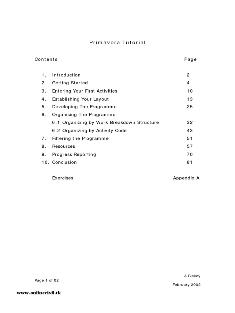 Primavera Guide | PDF