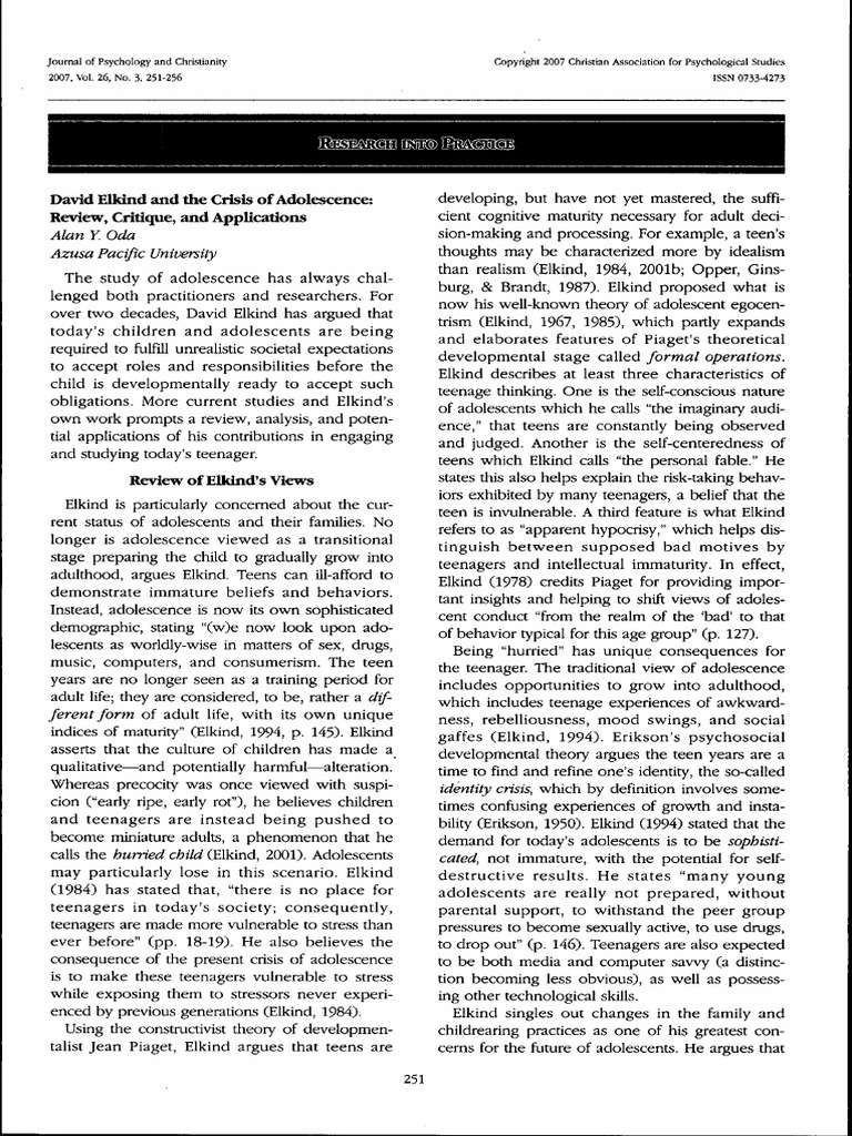 David Elkind About Teenagers | Adolescence | Human Development