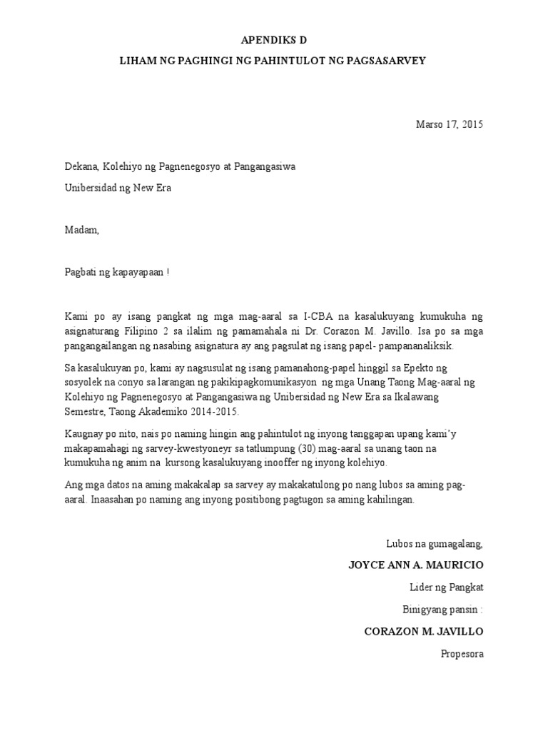 Liham Pagpapahintulot | PDF