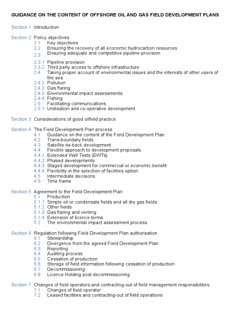 Offshore Oil and Gas Field Development Plans | PDF | Environmental ...