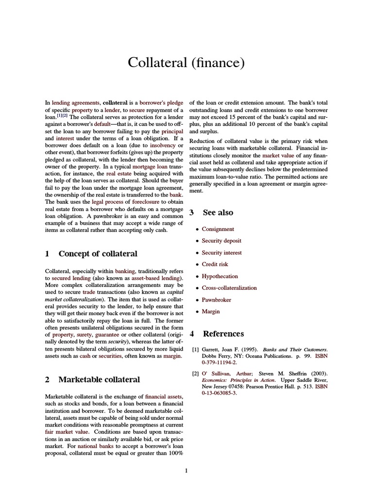 Collateral (Finance) PDF | PDF | Collateral (Finance) | Loans
