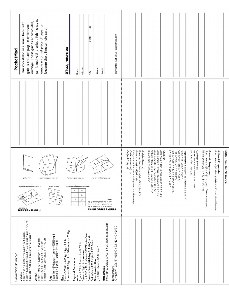 PocketMod Version | PDF
