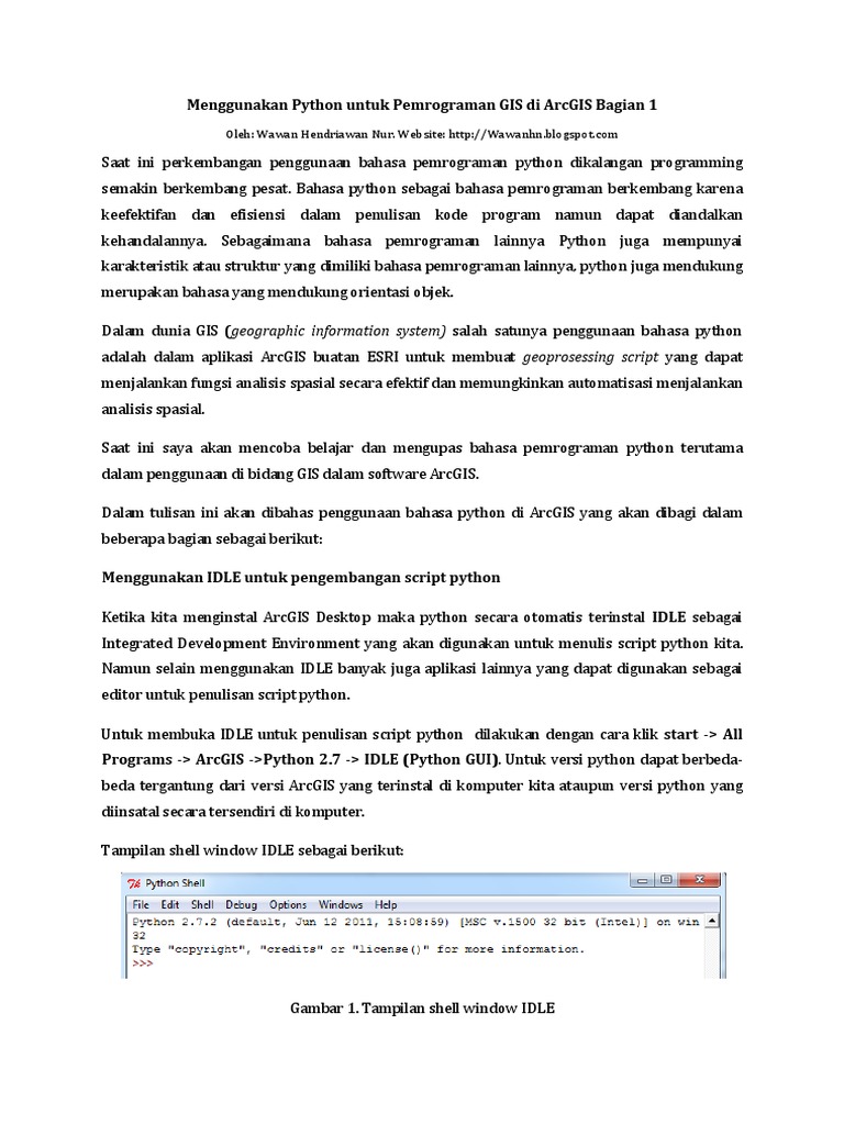 Menggunakan Python Untuk Pemrograman GIS Di ArcGIS Bagian 1 | PDF | Seni
