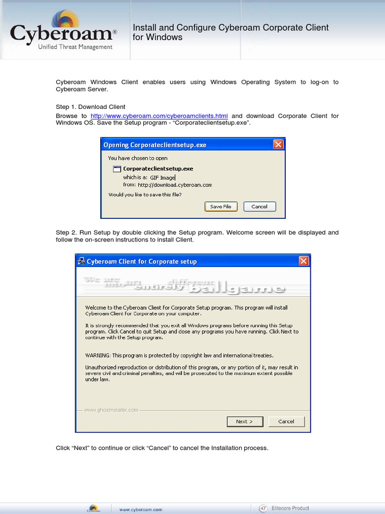 Install and Configure Cyberoam Corporate Client For Windows | PDF ...