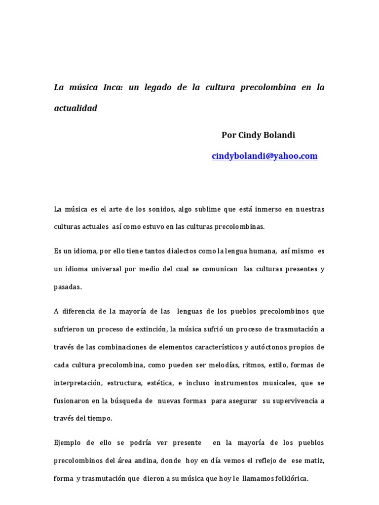 La Música Inca | PDF | Imperio Inca | Bailes