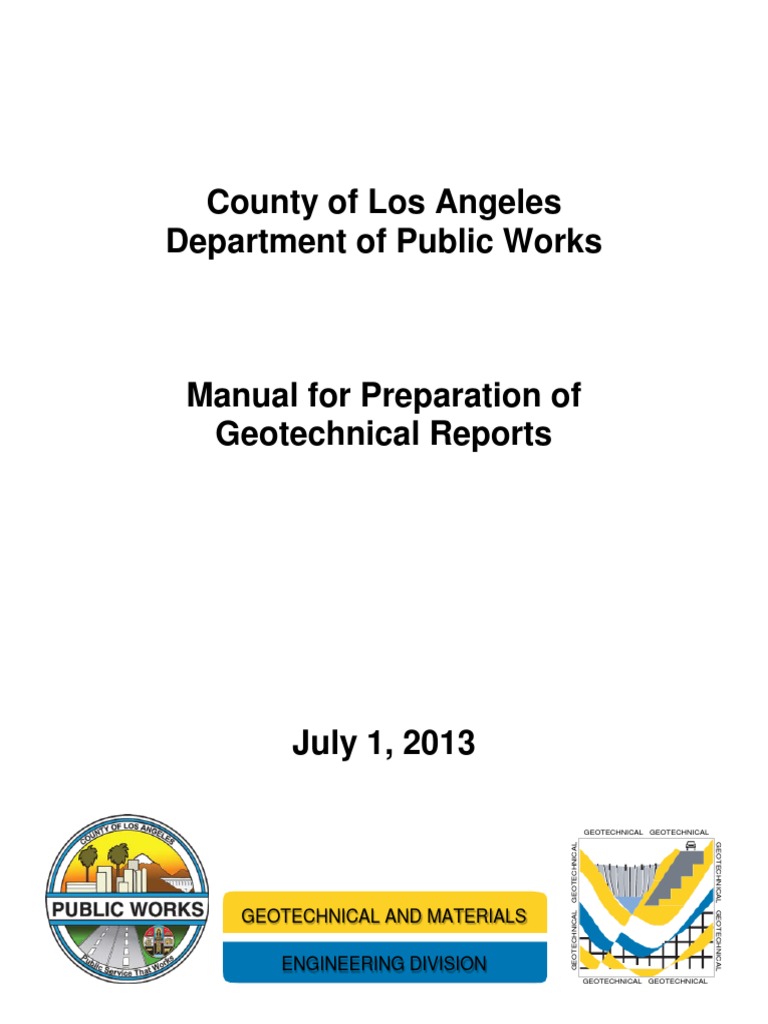 Manual For Preparation Geotechnical Reports-LA PDF | PDF | Geotechnical ...