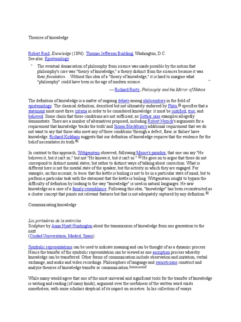 Theories of Knowledge | PDF | Knowledge | Epistemology