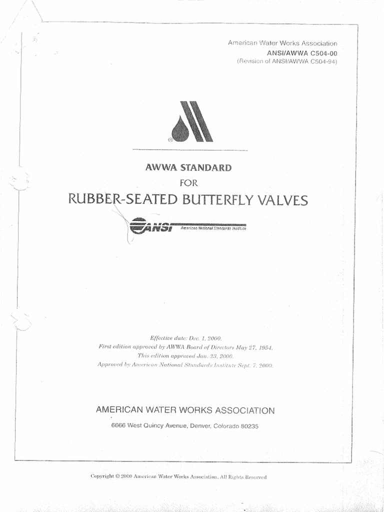 ANSI-AWWA C504-00 Rubber - Seated Butterfly Valves | PDF