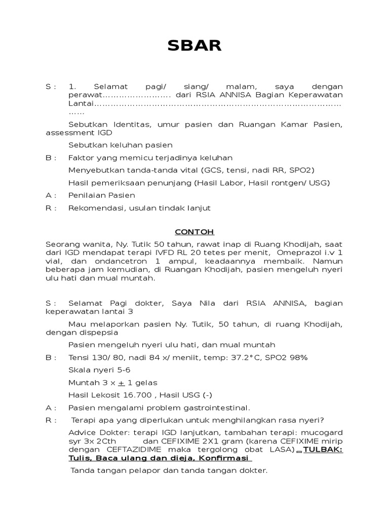 SBAR | PDF | Seni | Kesehatan Holistik