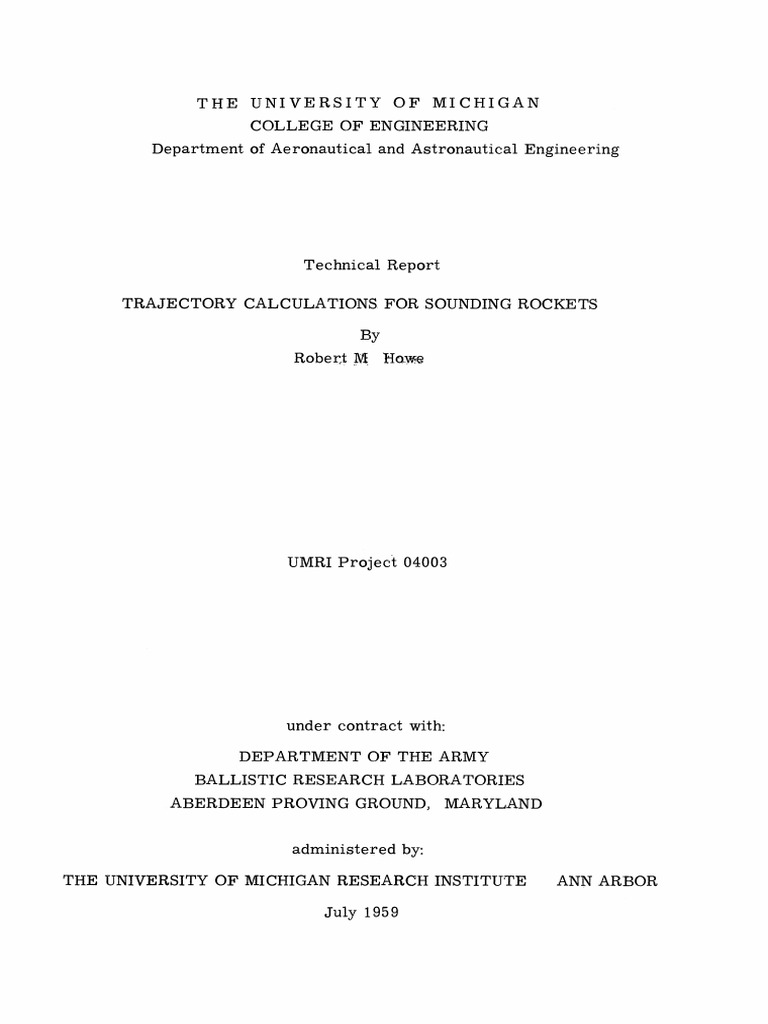 Trajectory Calculation For Sounding Rocket | PDF
