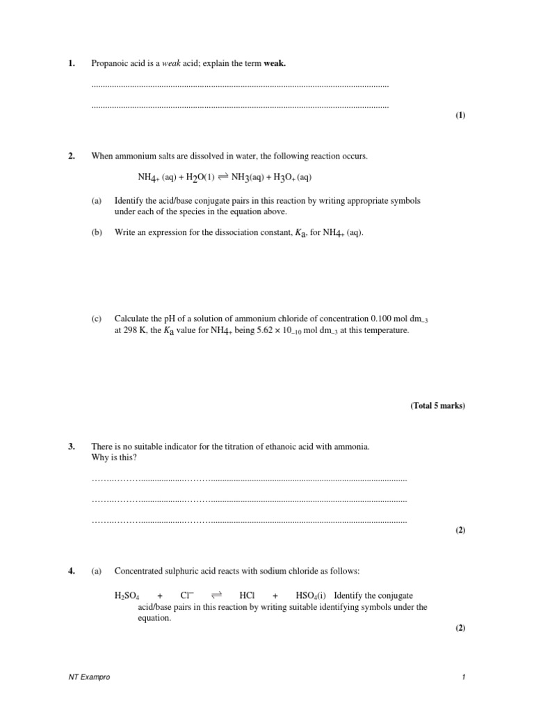 Acid Base Equilibria QP | PDF | Ph | Acid