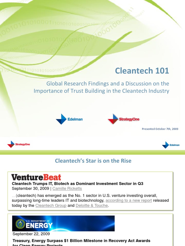 Cleantech 101 | PDF | Clean Technology | Non Governmental Organization