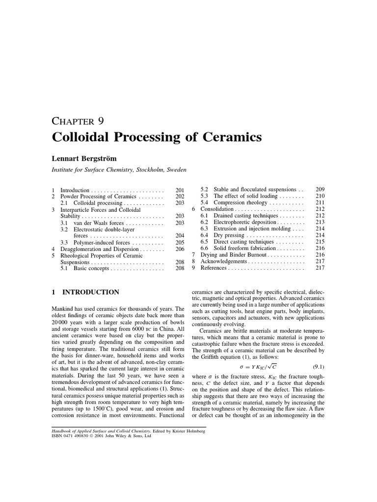 Colloidal Processing of Ceramics | PDF | Colloid | Rheology