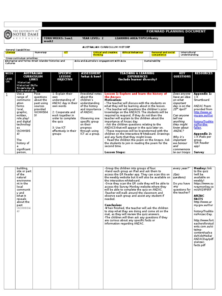 History Forward Planning Document | PDF | Educational Technology | Teachers