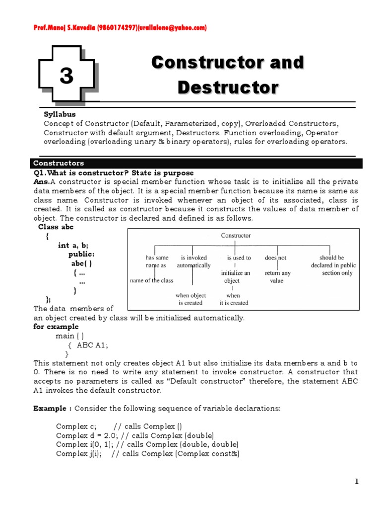 Chapter 3 Constructors and Desctructors | PDF | Constructor (Object Oriented Programming ...