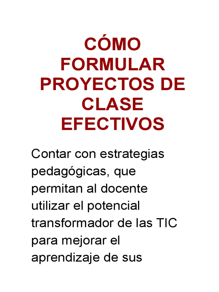 Proyectos de Clase Efectivos y Creativos | PDF | Planificación | Salón ...