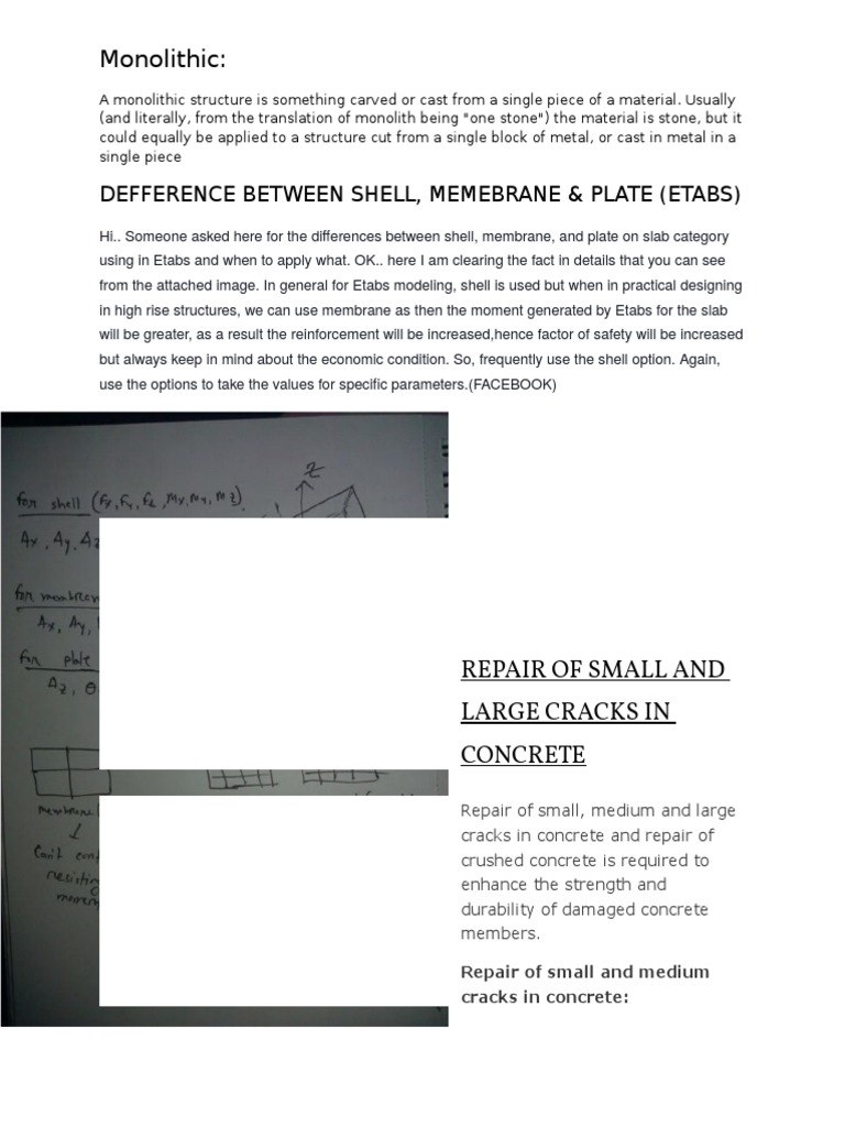 Monolithic:: Defference Between Shell, Memebrane & Plate (Etabs) | PDF ...