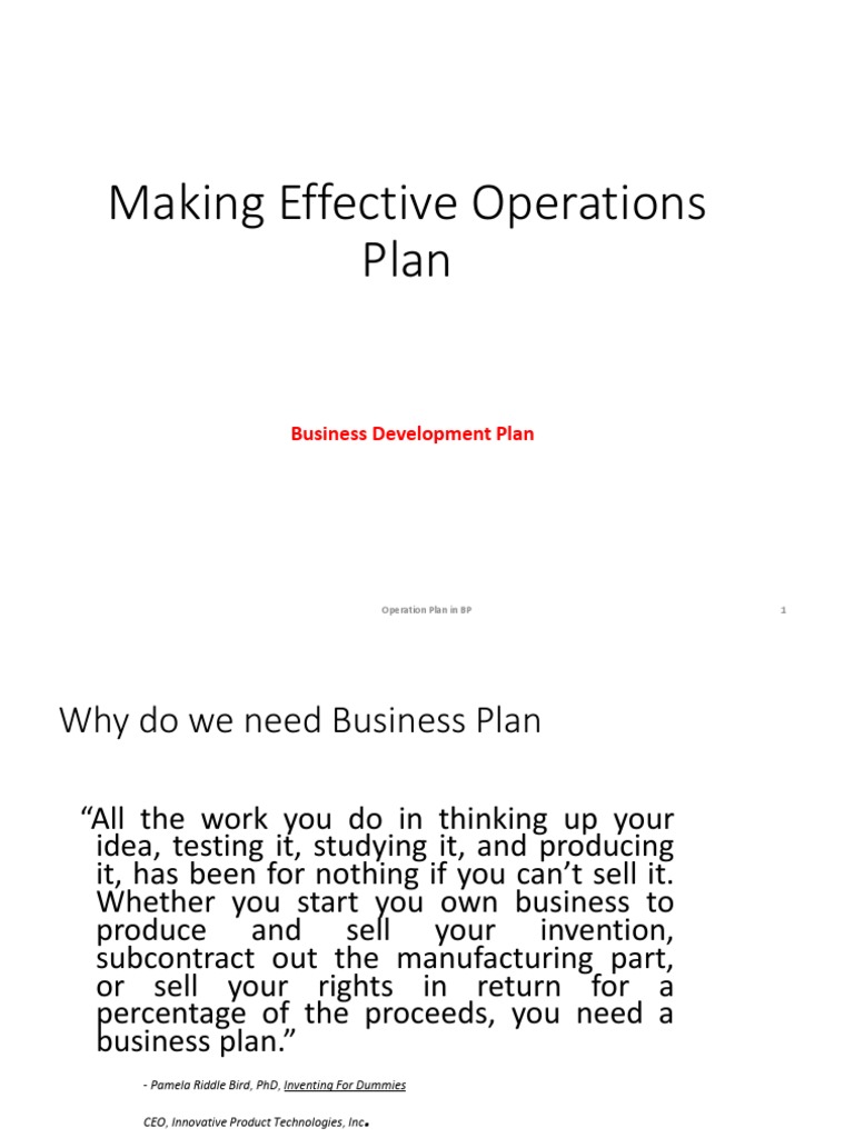 Essential Components of an Operations Plan | PDF | Inventory ...