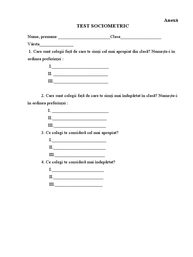 Test Sociometric | PDF