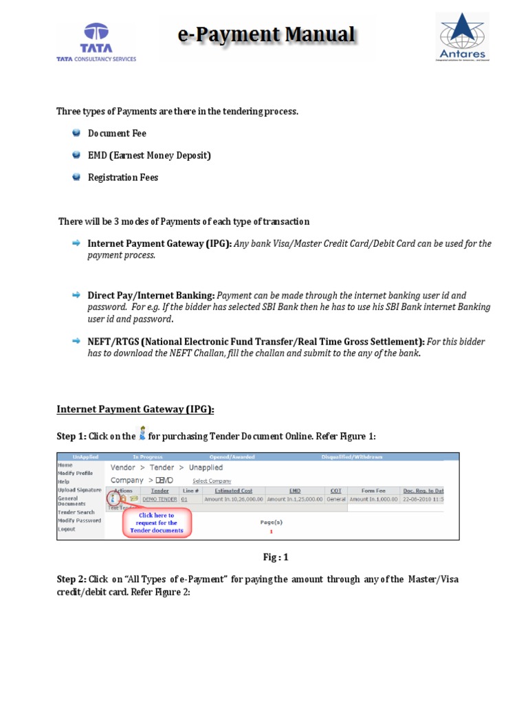 Epayment Manual | PDF | Online Banking | Banks & Banking