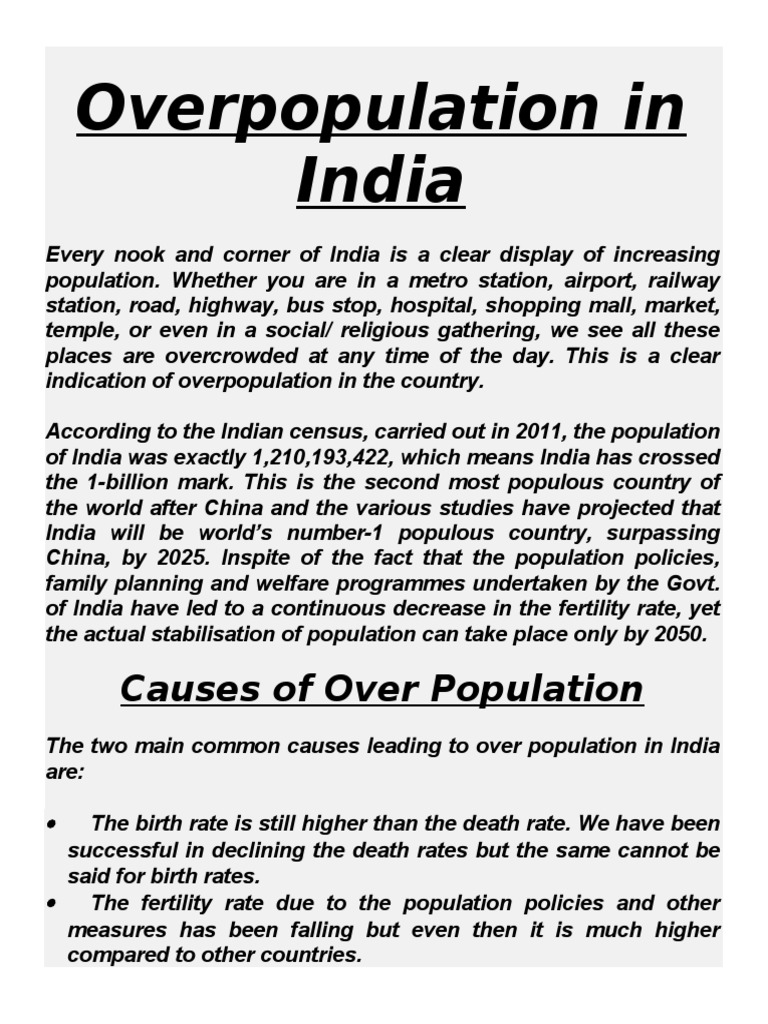 Overpopulation in India | PDF | Poverty | Poverty & Homelessness