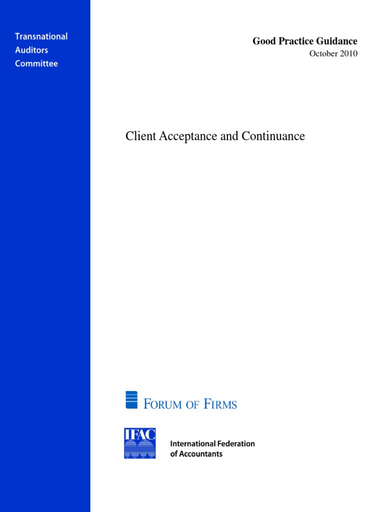 Client Acceptance and Continuance: Good Practice Guidance | PDF ...