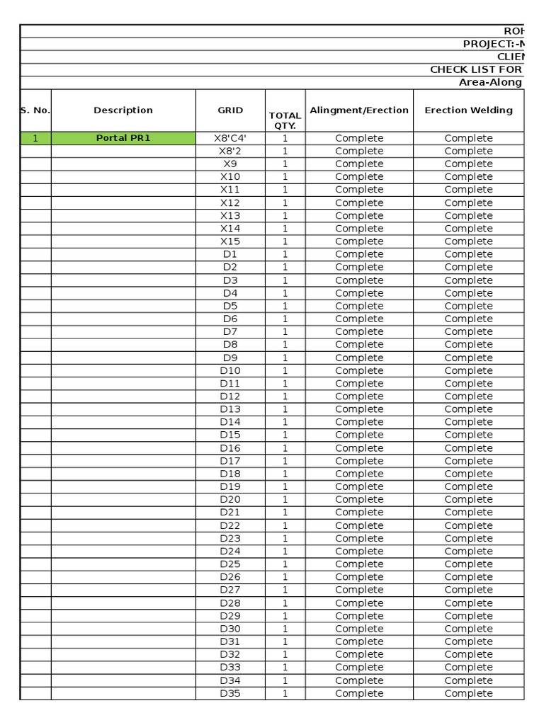 Pipe Rack Checklist | PDF | Washer (Hardware) | Manufactured Goods