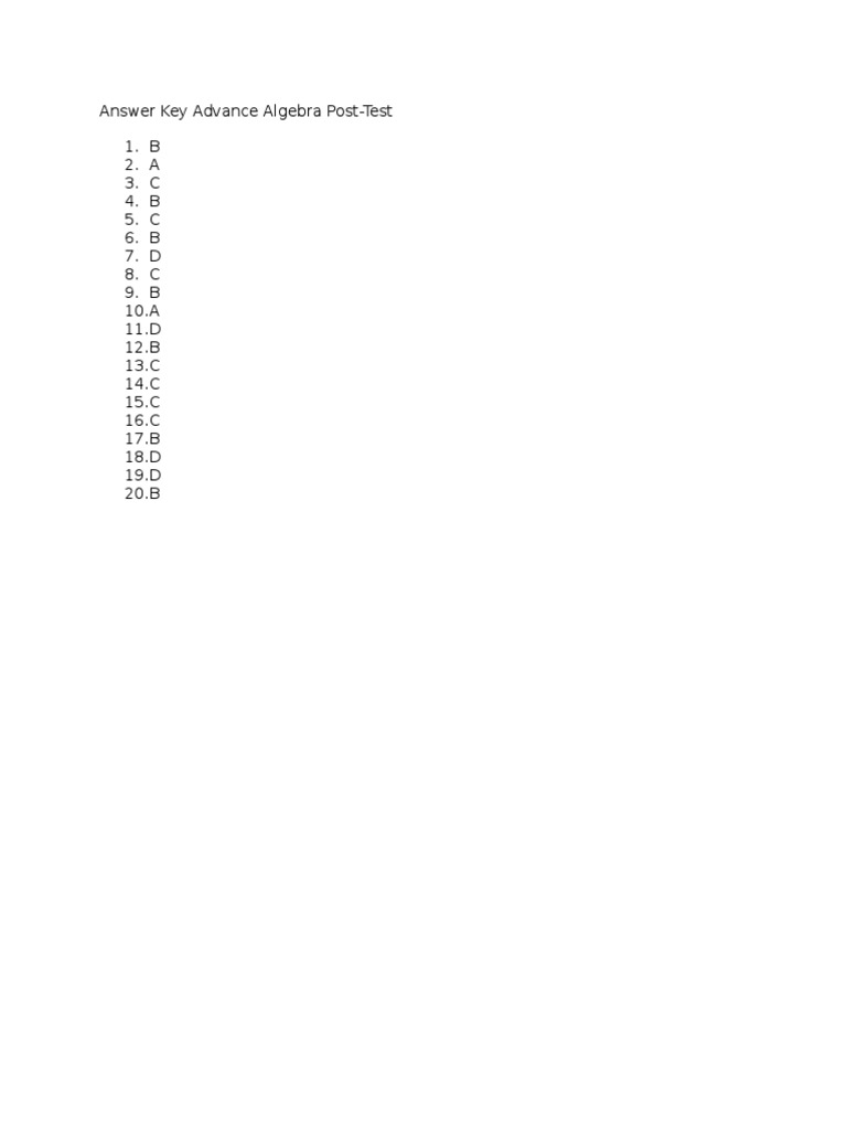 Answer Key Advance Algebra | PDF