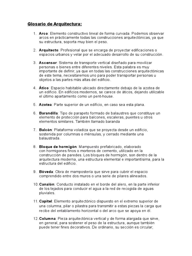 Glosario de Arquitectura | PDF | Columna | Componentes
