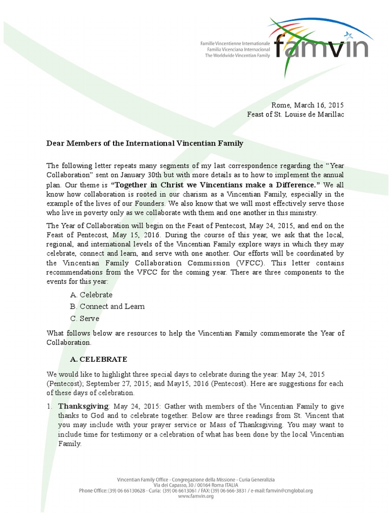 Year of Collaboration for Vincentians | PDF | Religious Belief And ...