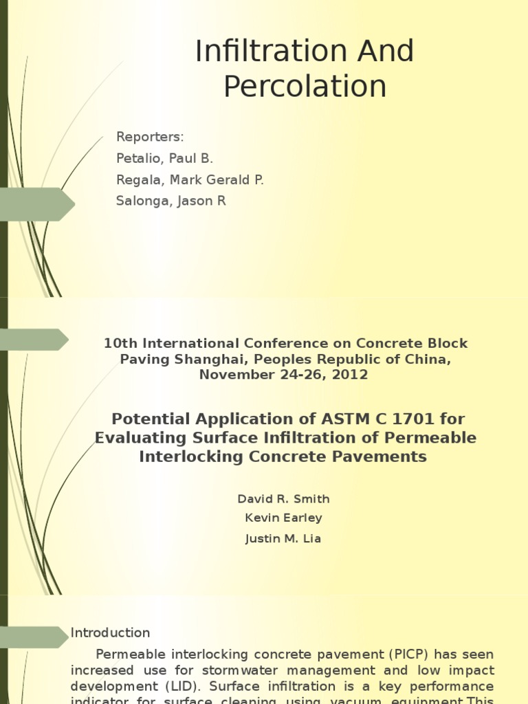 Infiltration and Percolation | PDF | Road Surface | Concrete