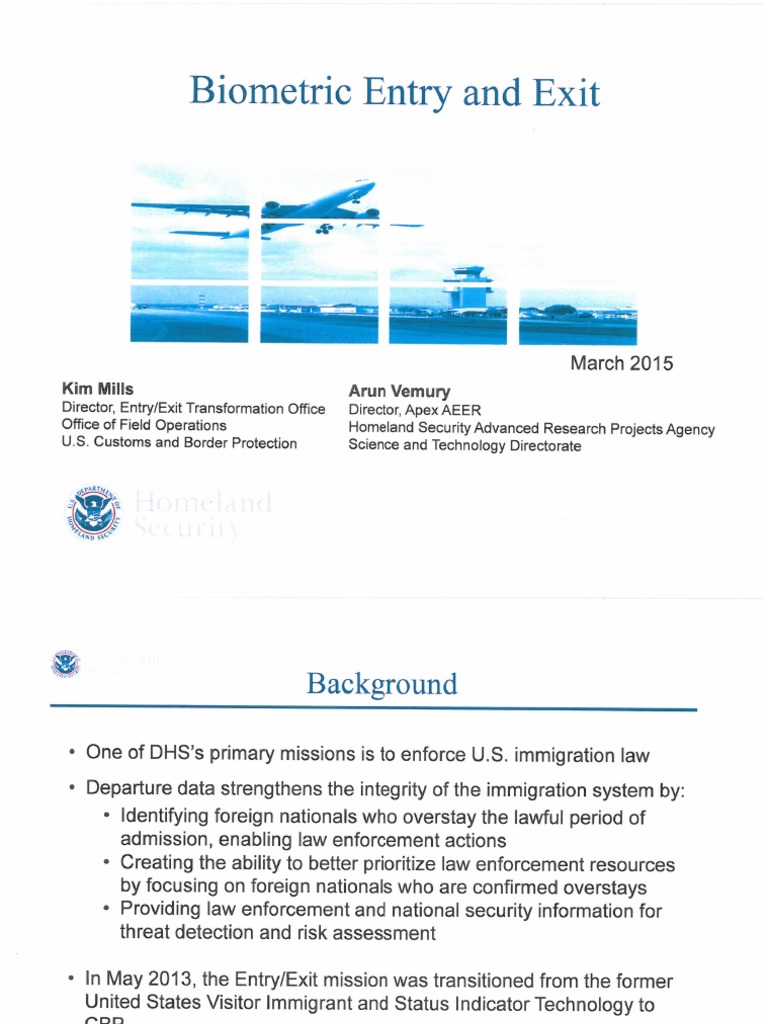 Biometric Entry and ExitCBP Biometric Entry and Exit Program | PDF