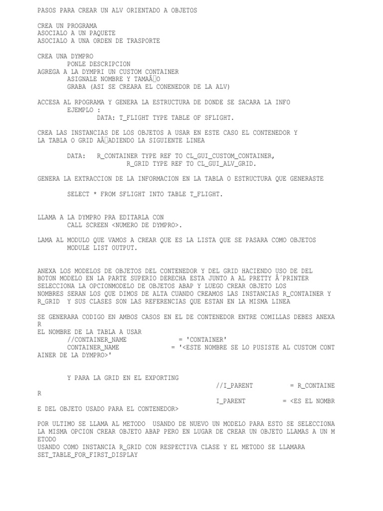 Pasos para Crear Alv Orientado A Objetos | PDF | Informática