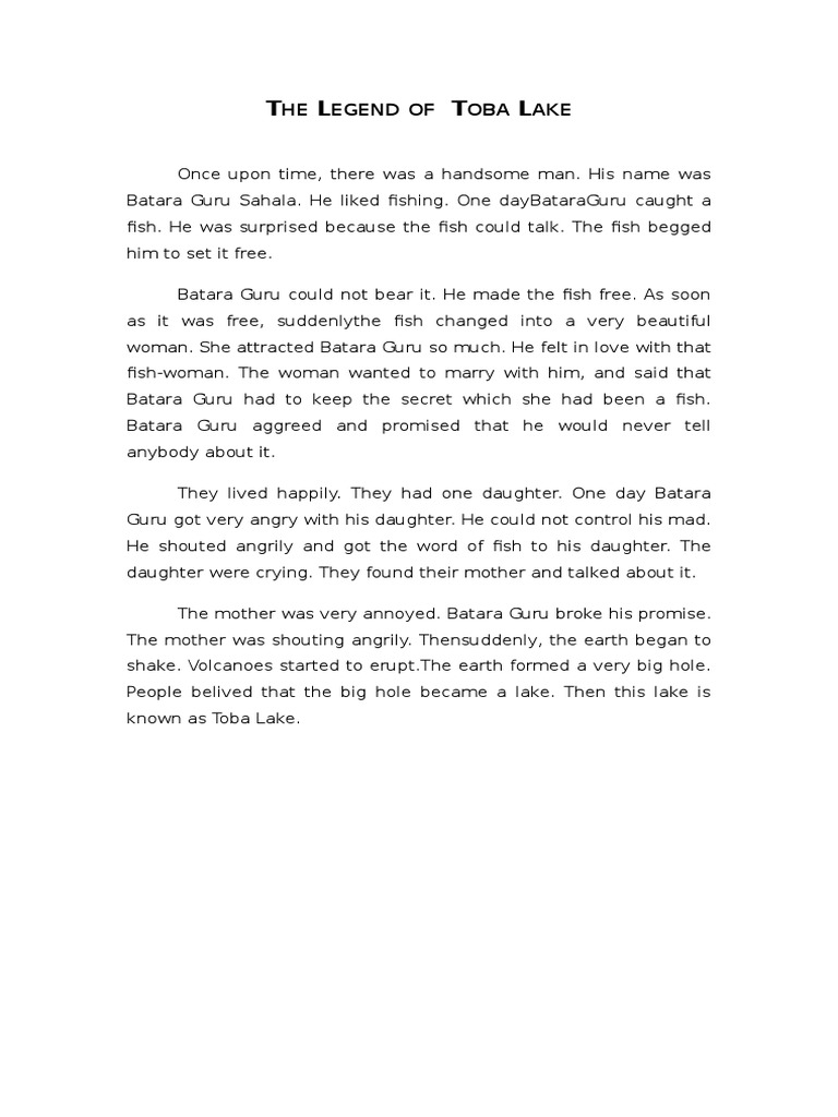 The Legend of Toba Lake | PDF | Poetry