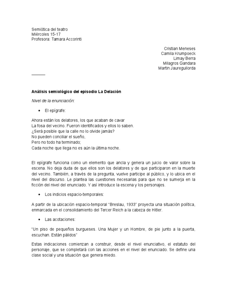 Análisis de La Delación | Descargar gratis PDF | Semiótica