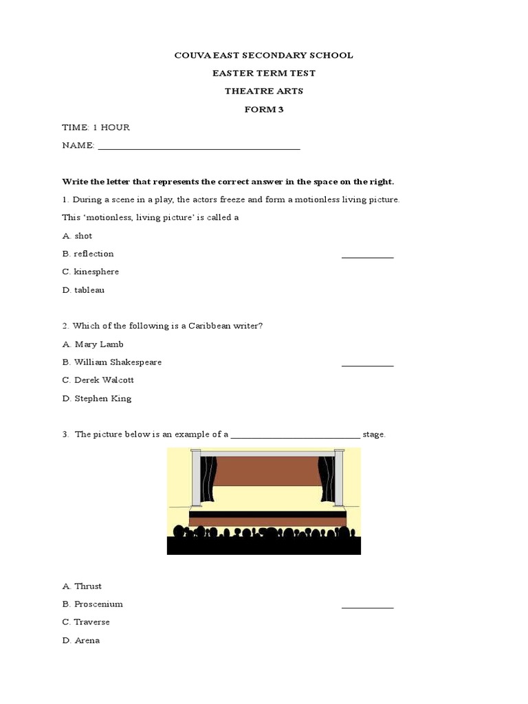 Form 3 Theatre Arts Exam Guide | PDF