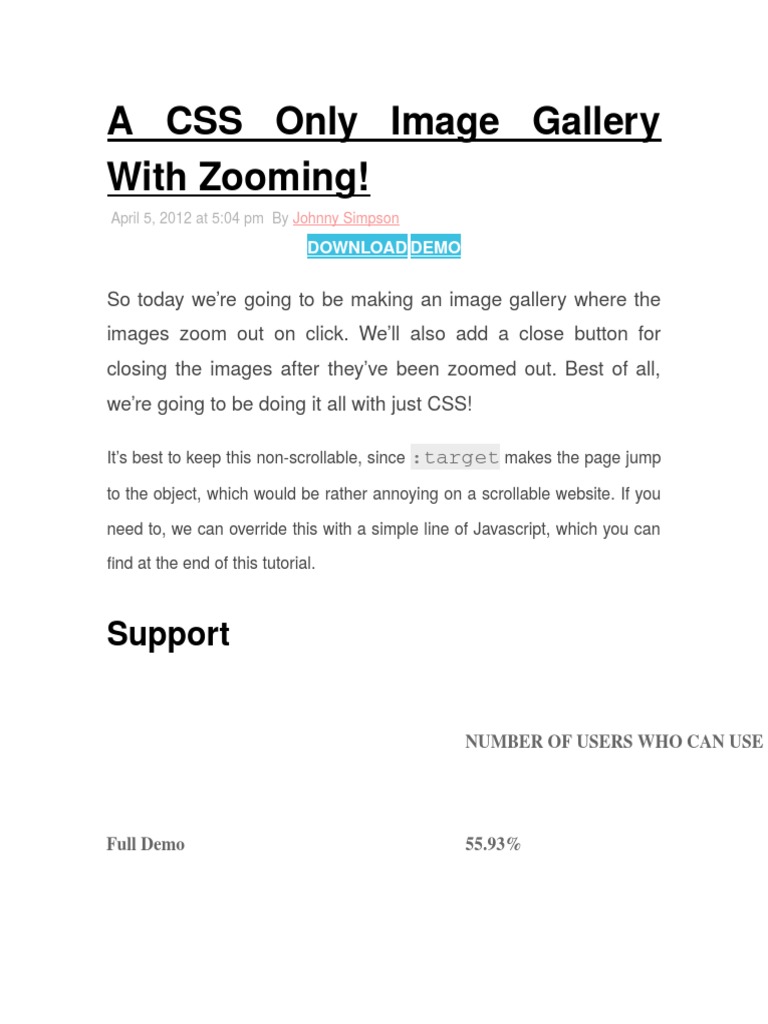 A CSS Only Image Gallery With Zooming | PDF | Cascading Style Sheets | Hypertext