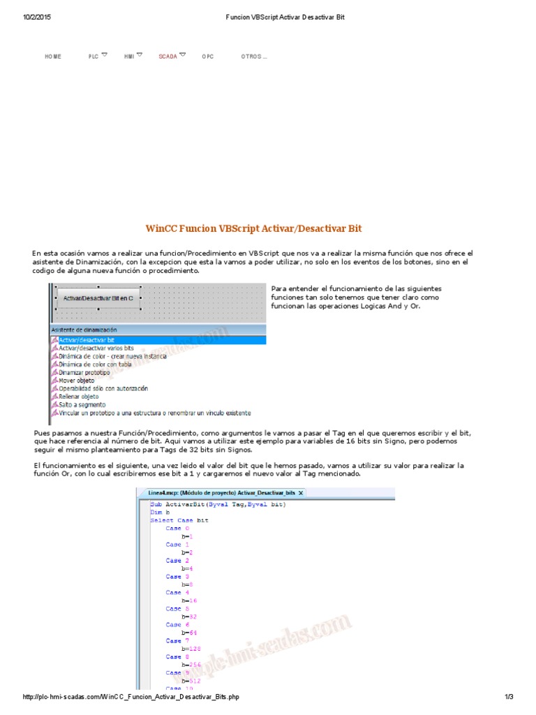 Funcion VBScript Activar Desactivar Bit | PDF | Poco | Áreas de informática