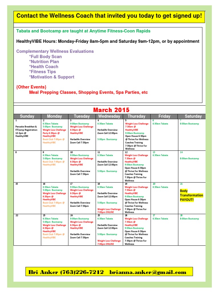 March Wellness Events Schedule | PDF
