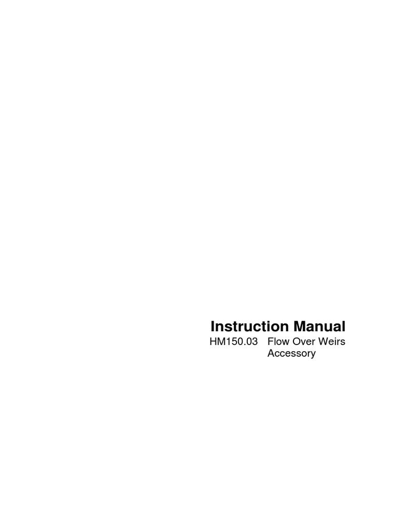 Instruction Manual: HM150.03 Flow Over Weirs Accessory | PDF | Volume ...
