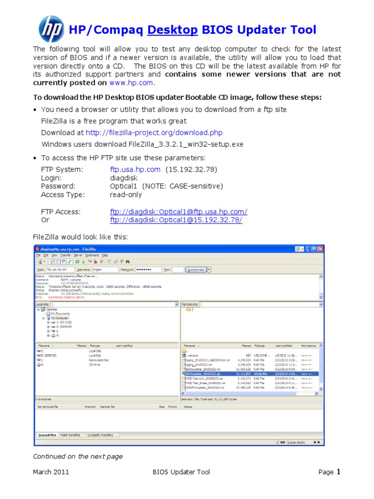 HP Desktop BIOS Updater Guide | PDF | Bios | File Transfer Protocol