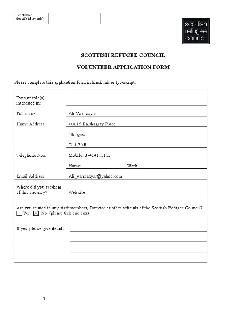 Peer Educator Volunteer Application Form 2015 | PDF | Criminal Record | Race And Ethnicity In ...