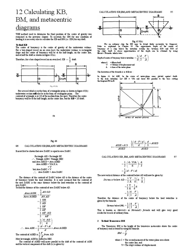 Calculating KB and BM for Ship Stability | PDF | Geometry | Ships