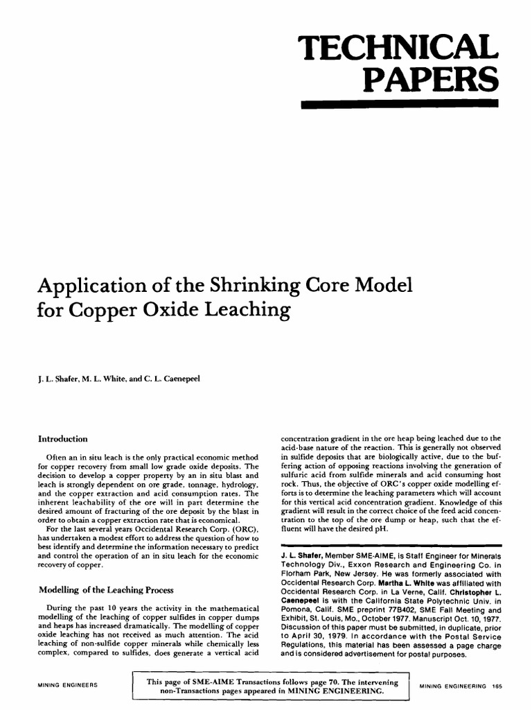 Application of The Shrinking Core Model For Copper Oxide Leaching | PDF ...