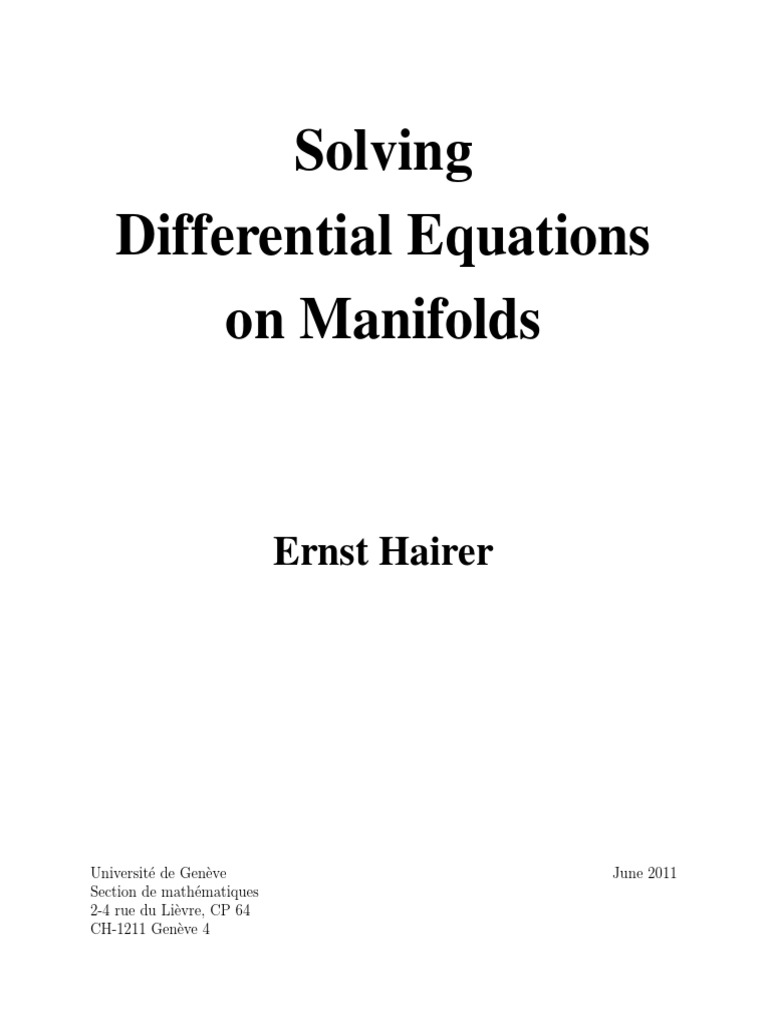 Solving Differential Equations On Manifolds: Ernst Hairer | PDF | Lie ...