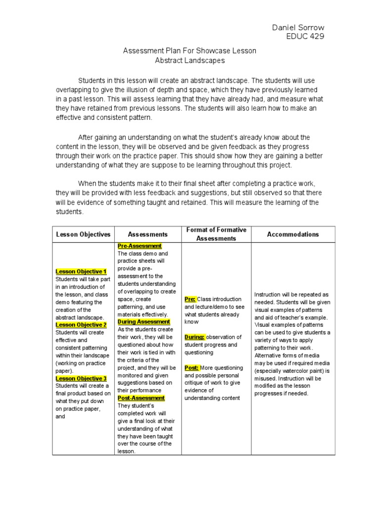 Abstract Landscape Assessment Plan | PDF | Educational Assessment ...