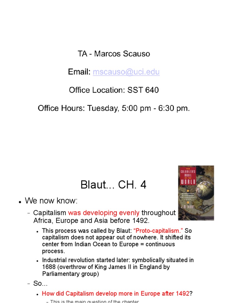 Blaut Summary CH 4 | PDF | Capitalism | Europe Travel